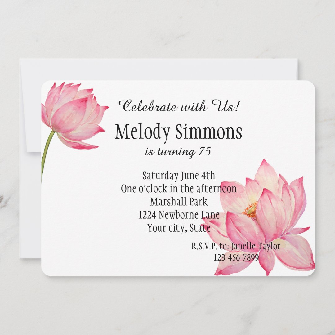 Pink Lotus Flowers Invitation | Zazzle