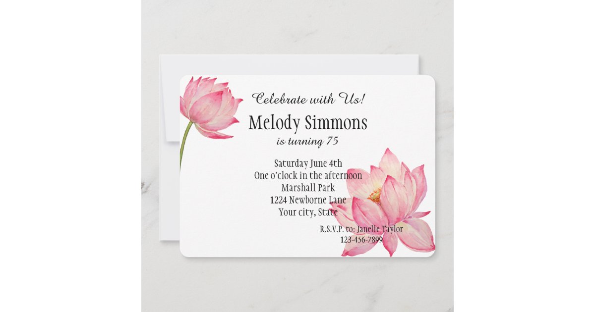 Pink Lotus Flowers Invitation | Zazzle