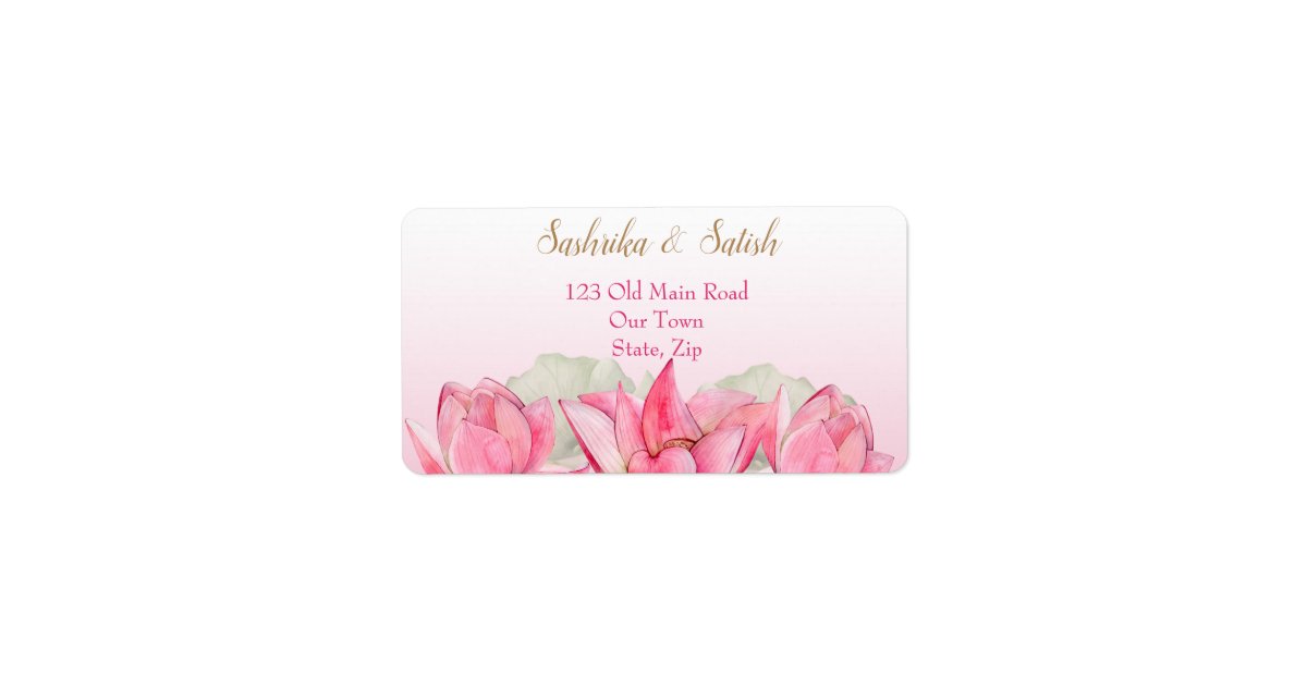 Pink lotus Indian wedding Label | Zazzle