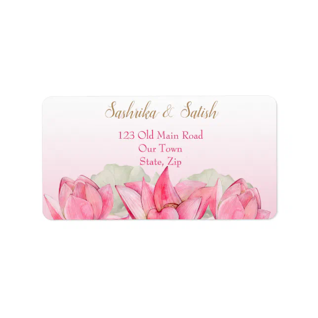 Pink lotus Indian wedding Label | Zazzle