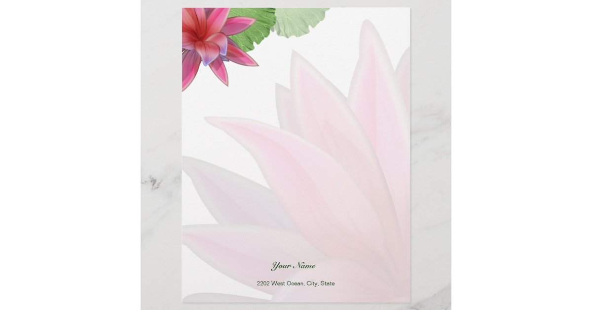 Pink Lotus Letterhead Stationery | Zazzle