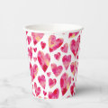 Pink Love Heart pattern Paper Cups | Zazzle