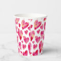 Pink Love Heart pattern Paper Cups | Zazzle