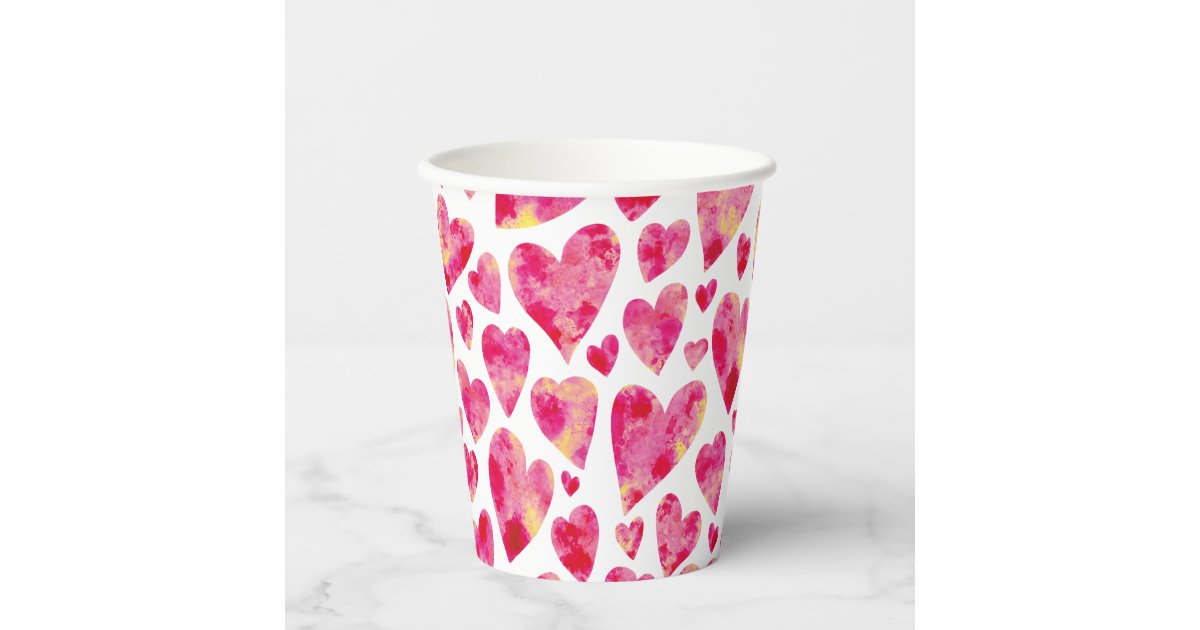Pink Love Heart pattern Paper Cups | Zazzle