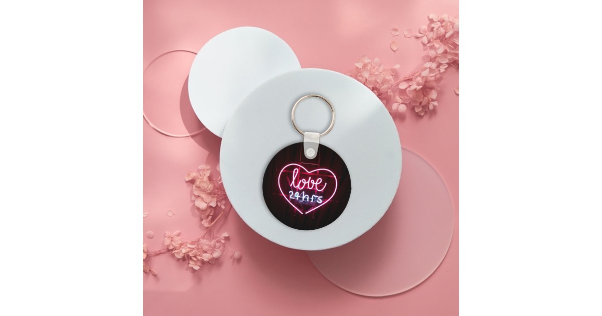 pink love neon light sign Keychains | Zazzle