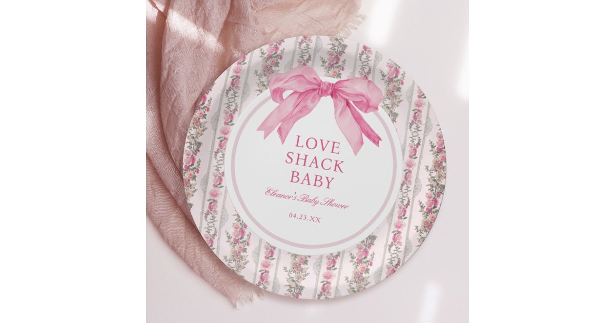 Pink Love Shack Baby Shower Table Paper Plates | Zazzle