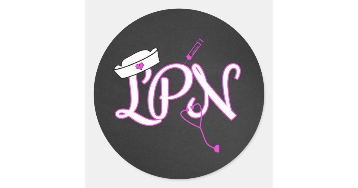 Pink LPN nurse favor sticker / envelope seal | Zazzle