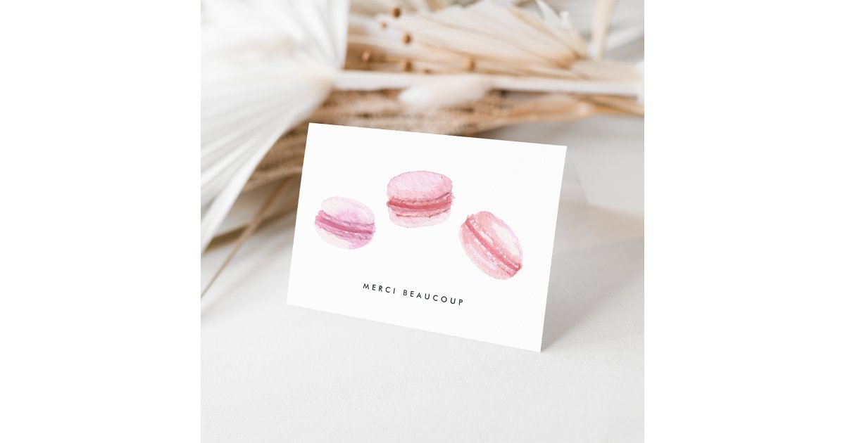 Pink Macarons Merci Beaucoup Thank You Card | Zazzle
