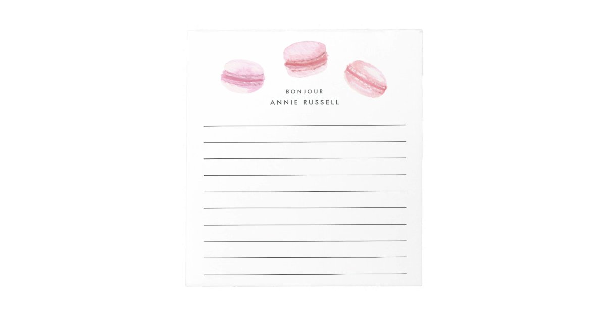 Pink Macarons | Personalized Lined Notepad | Zazzle.com