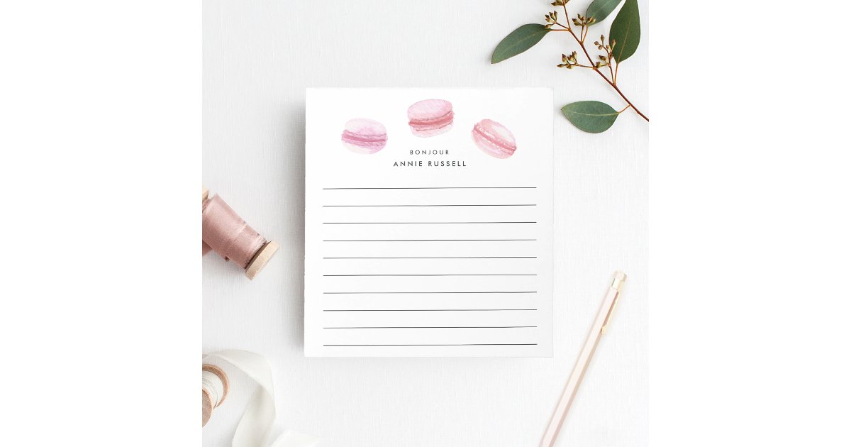Pink Macarons | Personalized Lined Notepad | Zazzle