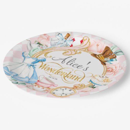 Pink, Mad Hatter, Tea Party, Girl Wonderland Paper Plates | Zazzle