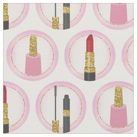 Cosmetics Pattern Fabric | Zazzle