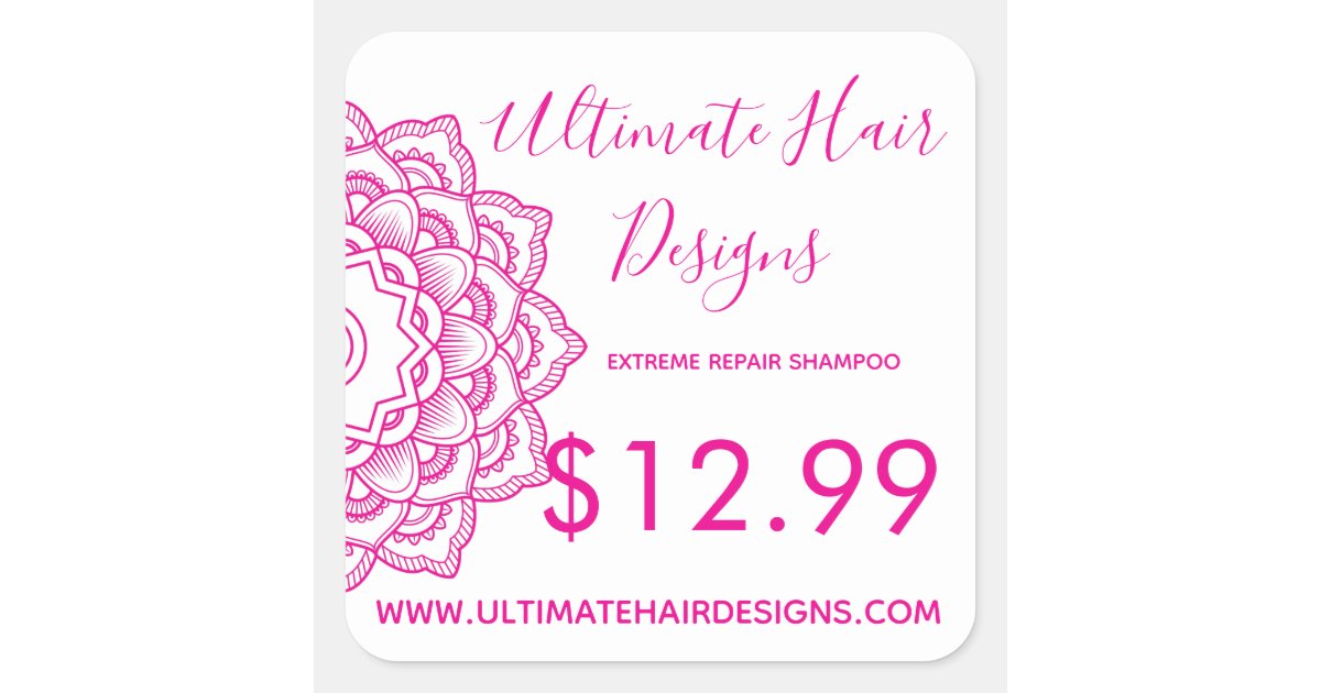 Pink Mandala Price Square Sticker | Zazzle