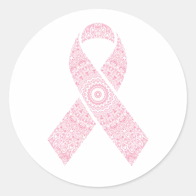 Pink Mandala Ribbon Breast Cancer | Sticker | Zazzle