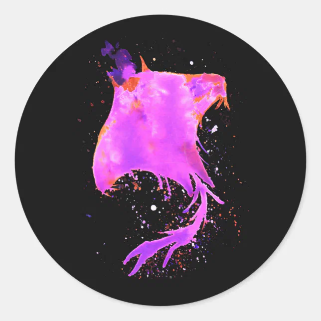 Pink Manta Ray Classic Round Sticker | Zazzle