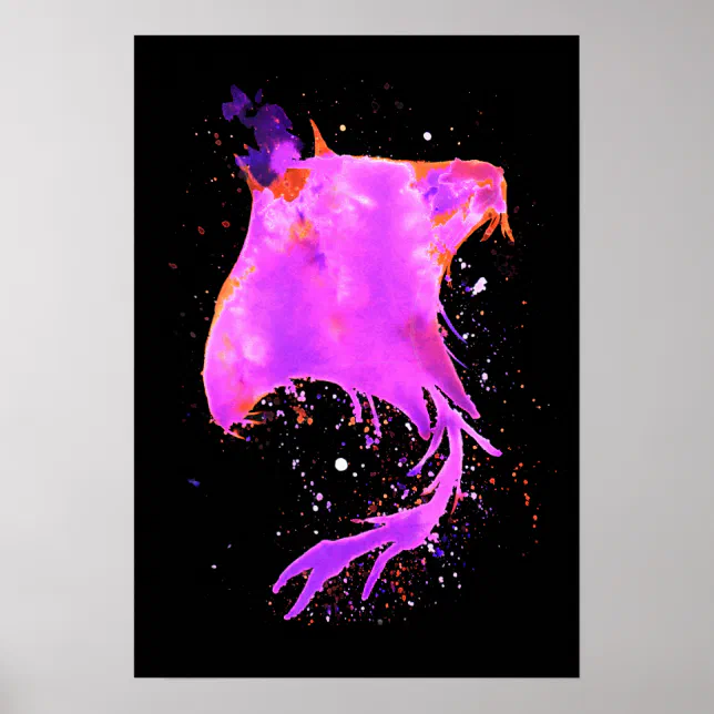 Pink Manta Ray Poster | Zazzle