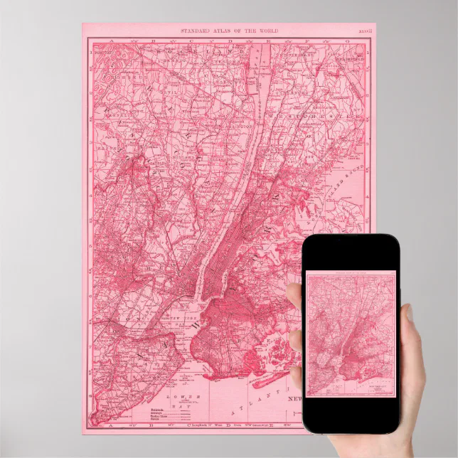 Pink Map of New York City Poster | Zazzle