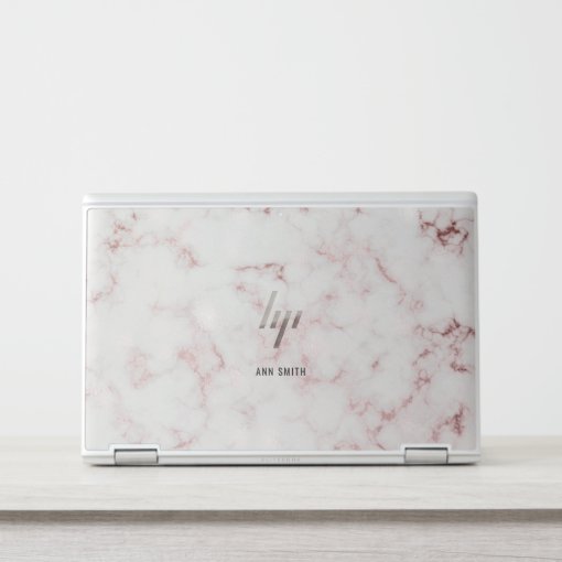 Pink Marble Custom Monogram HP Laptop Skin | Zazzle