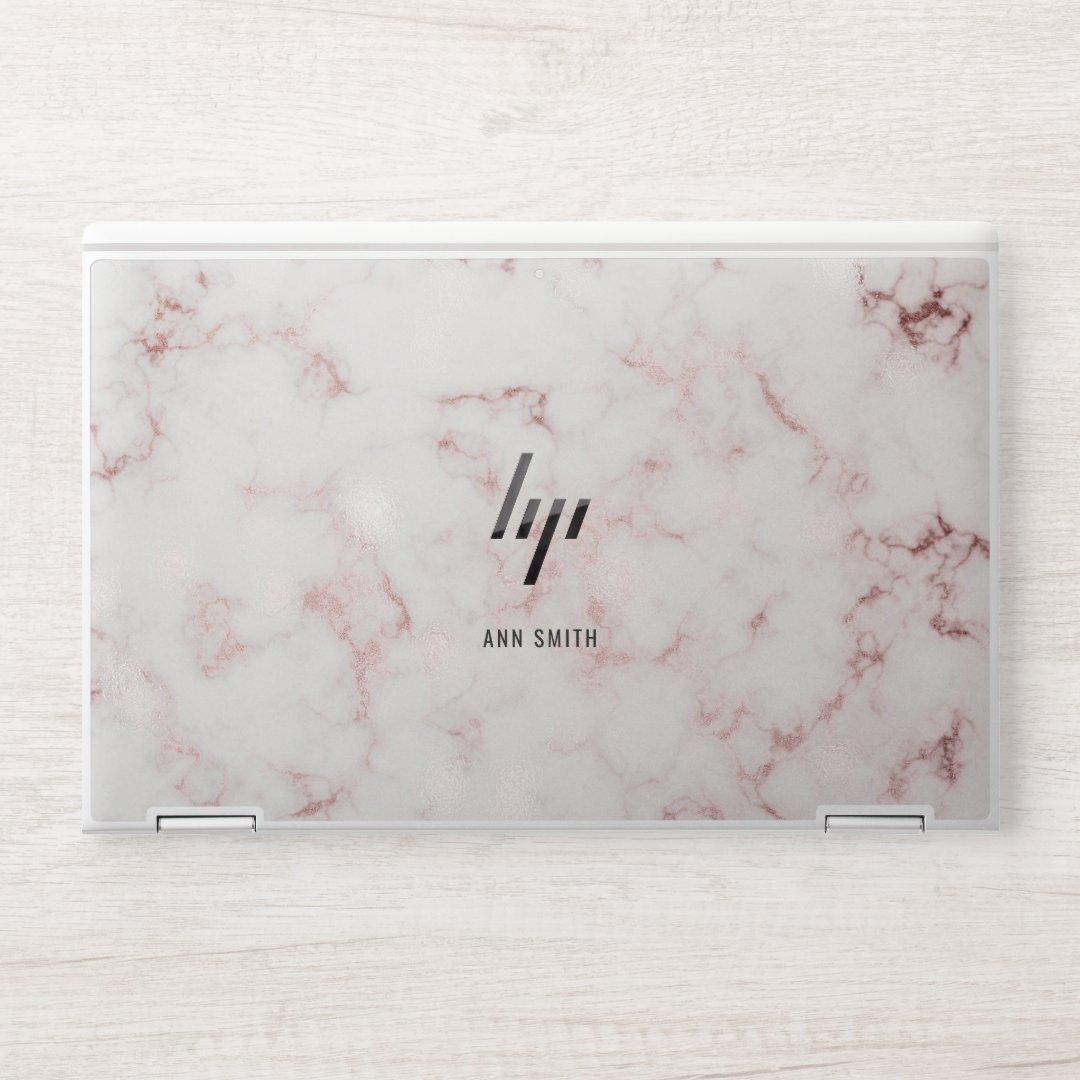 Pink Marble Custom Monogram HP Laptop Skin | Zazzle