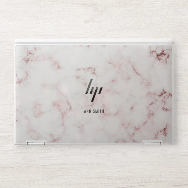 Pink Marble Custom Monogram HP Laptop Skin | Zazzle