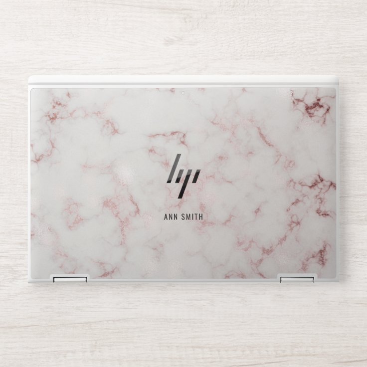 Pink Marble Custom Monogram HP Laptop Skin | Zazzle