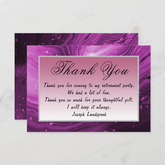 Pink Marble Happy Retirement Thank You Note | Zazzle