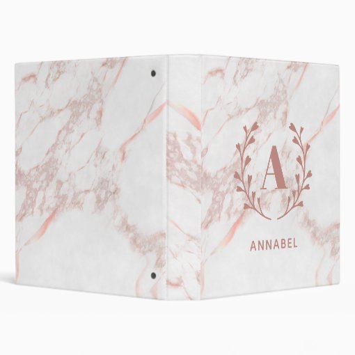 Pink Marble Monogram Any Initial & Name Custom 3 Ring Binder | Zazzle