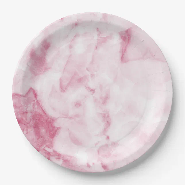 Pink Marble Paper Plate | Zazzle