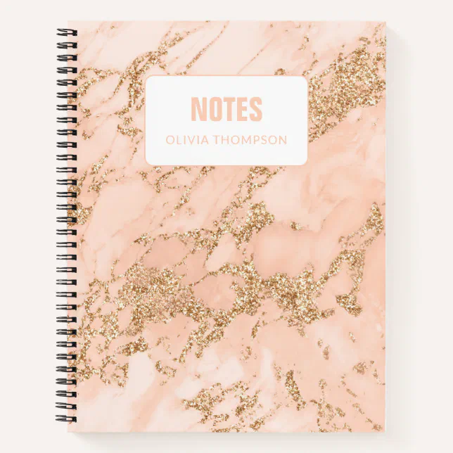 Pink Marble Rose Gold Personalized Composition Notebook | Zazzle