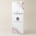 Pink Marble Rose gold Welcome Logo website Retractable Banner | Zazzle