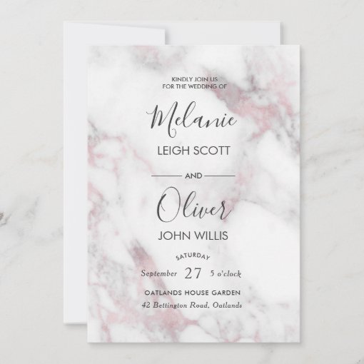 Pink Marble Simple Wedding invitation | Zazzle
