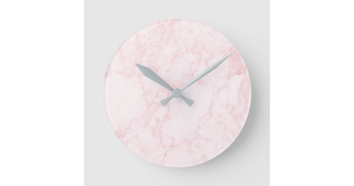 Pink Marble Wall Clock | Zazzle