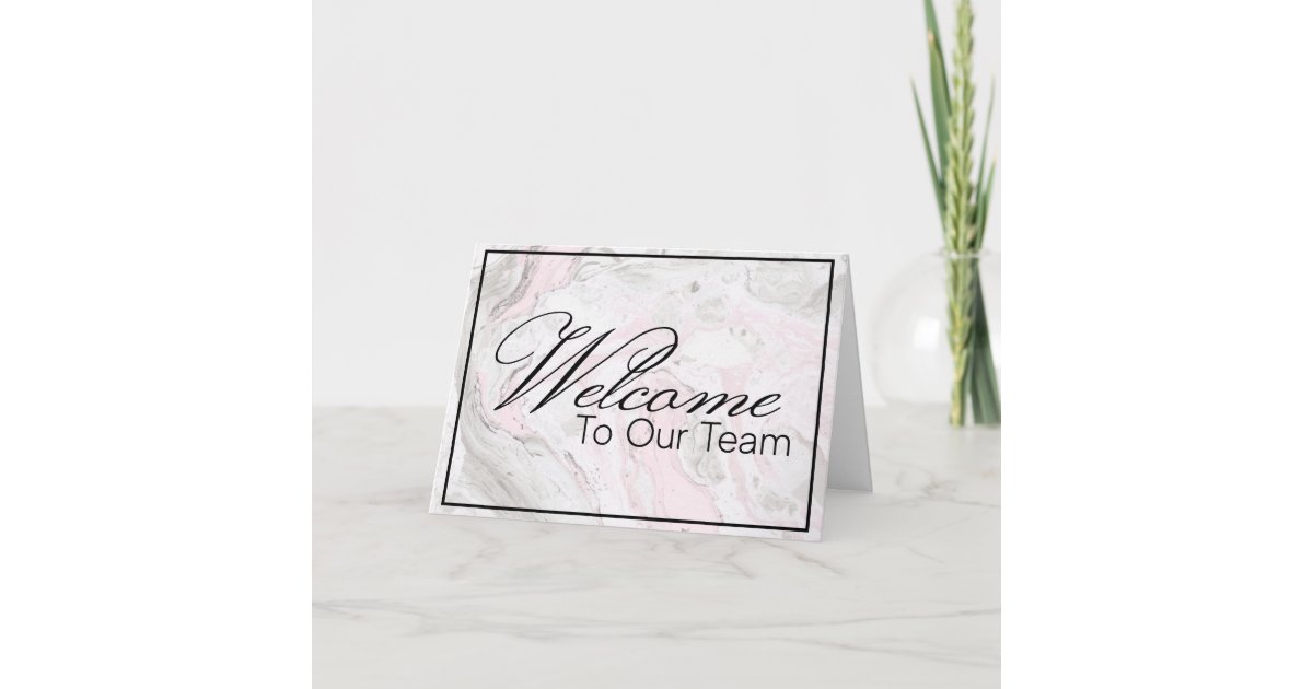 Pink Marbled Welcome to the Team New Employee Card | Zazzle