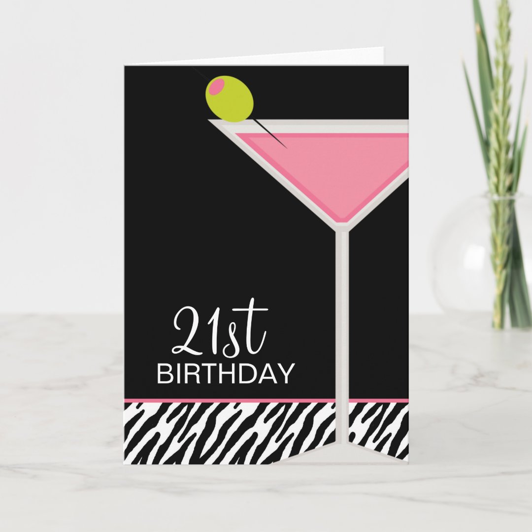 Pink Martini and Zebra Pattern Card | Zazzle