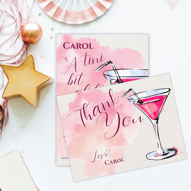 Pink Martini Cocktail Party Thank You Postcard | Zazzle