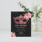 Pink Masquerade Birthday Party Invitation | Zazzle