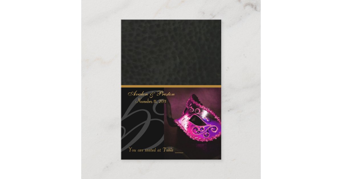 Pink Masquerade Mask Placecard Business Card | Zazzle