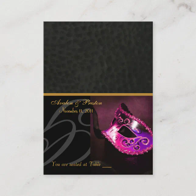 Pink Masquerade Mask Placecard Business Card | Zazzle