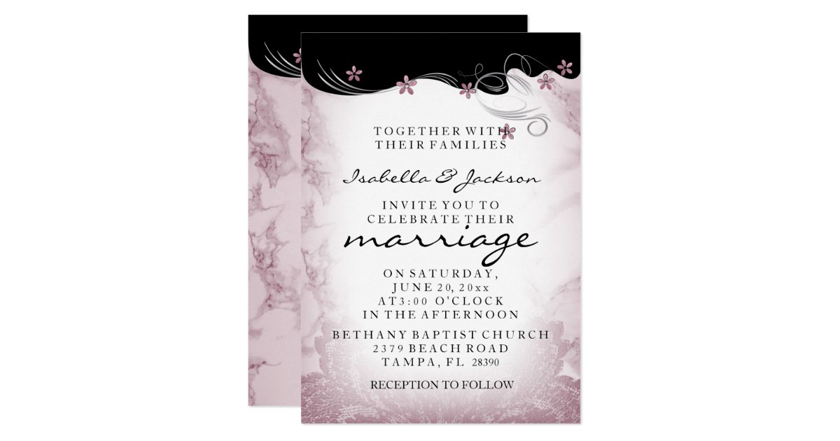 Pink Mauve Marble Wedding Invitation Template | Zazzle.com