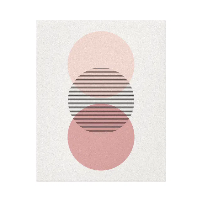 Pink & Mauve Minimalist Circle Wall Art Canvas | Zazzle