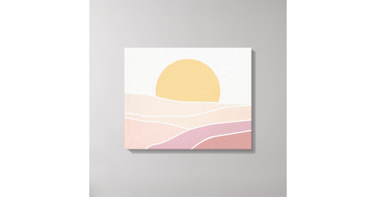 Pink & Mauve Minimalist Sunset Wall Art Canvas | Zazzle