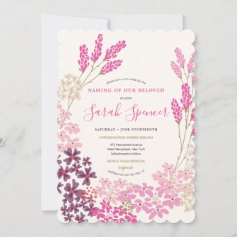 Pink Meadow Baby Naming/Simchat Bat Invitation | Zazzle