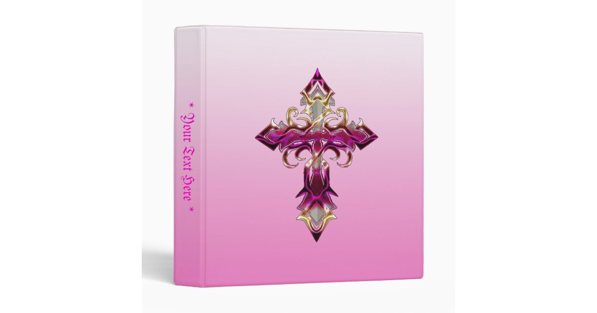 Pink Medieval Cross Binder | Zazzle