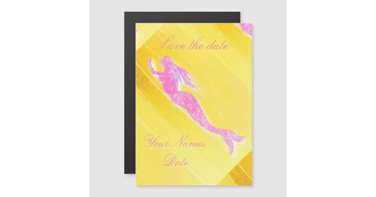 pink mermaid rising magnetic invitation | Zazzle