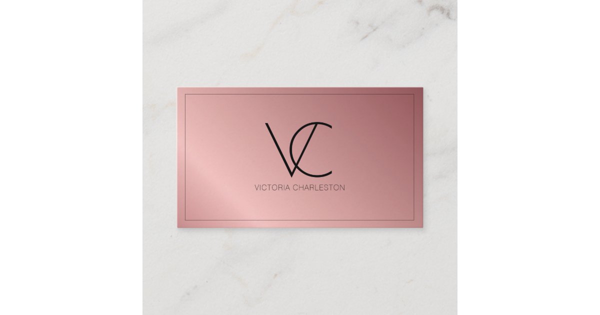 Pink Metallic Foil Modern Minimal Business Card | Zazzle