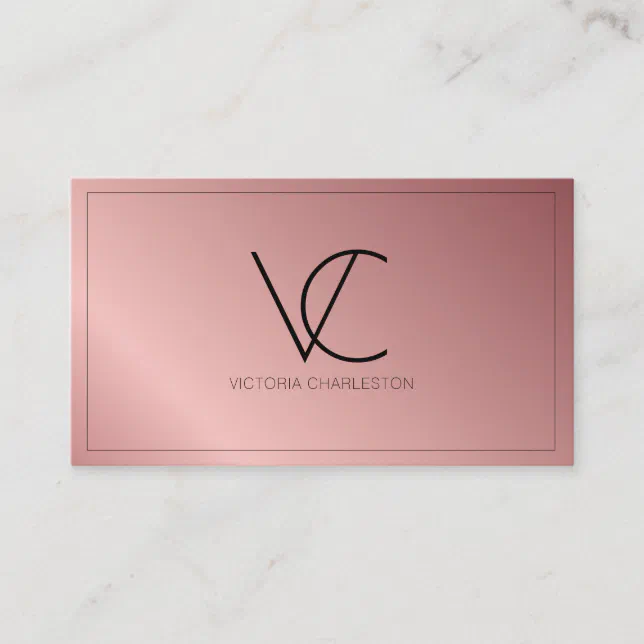 Pink Metallic Foil Modern Minimal Business Card | Zazzle