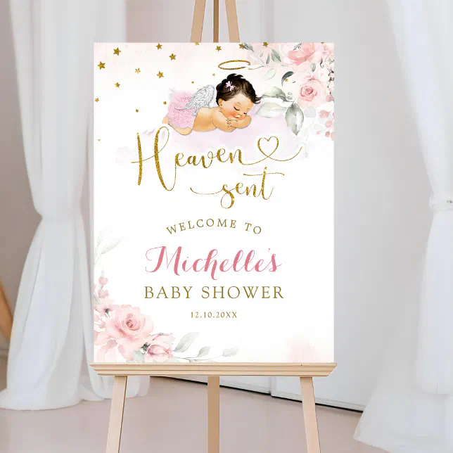 Pink Mexican Angel Baby Heaven Sent Welcome Sign | Zazzle
