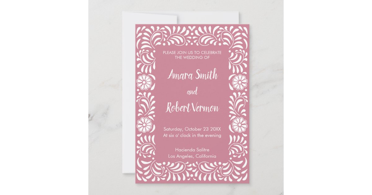 Pink Mexican Talavera wedding invitation | Zazzle