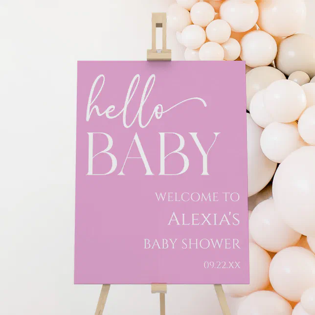 Pink Minimal Hello Baby Baby Shower Welcome Sign | Zazzle