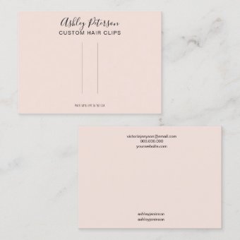 Pink minimalist elegant hair clip barrette display business card | Zazzle